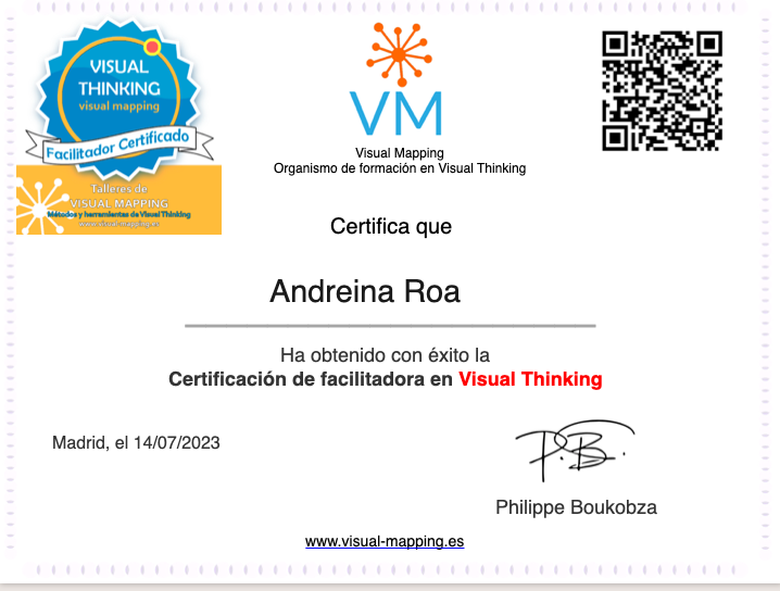 Certificación Andreina Roa – Visual-Mapping.es